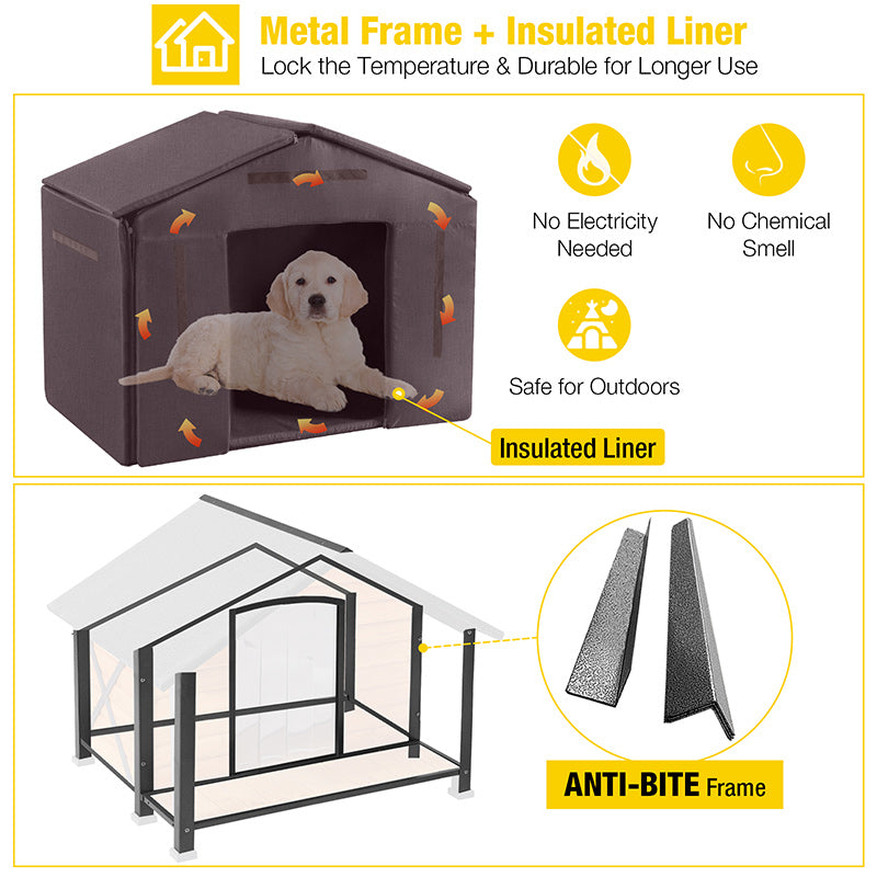 Deluxe Overhang Roof Dog House - Premium Outdoor Shelter for Dogs ...