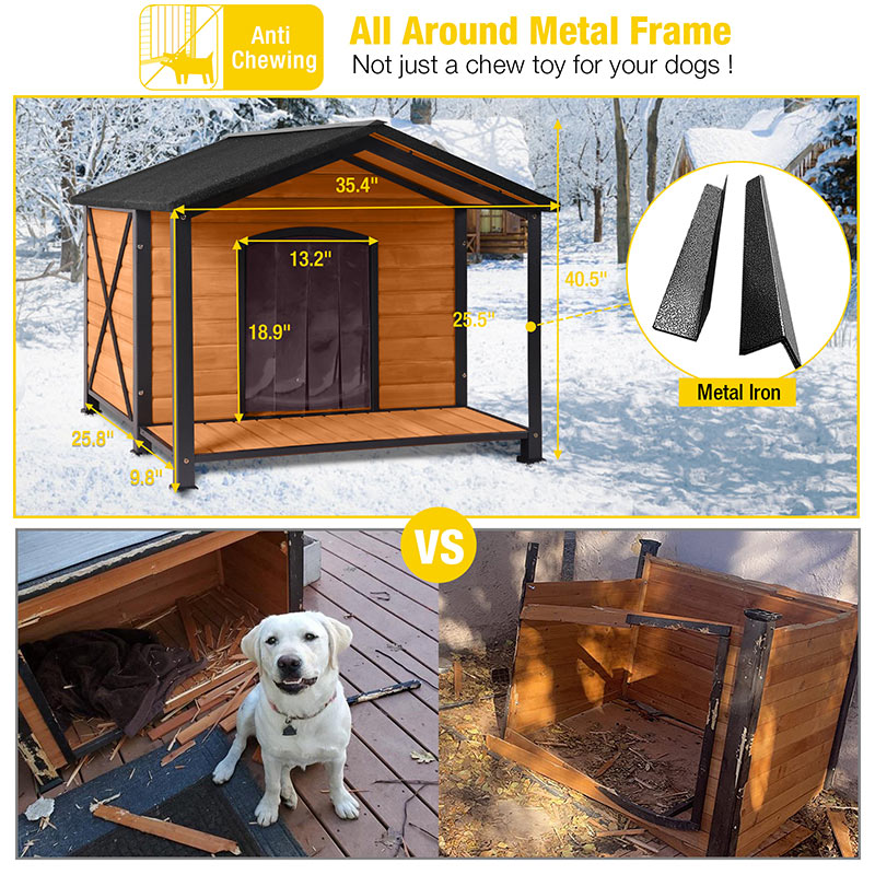 Deluxe Overhang Roof Dog House - Premium Outdoor Shelter for Dogs ...