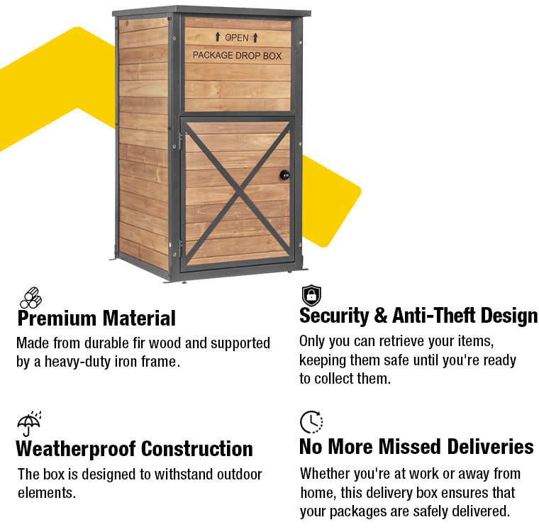 Weatherproof Package Delivery Box with Iron Frame & Combination Lock ...