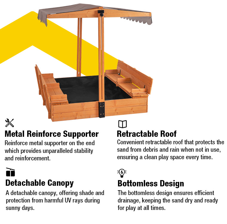 Aivituvin Children's Sandbox With Cover and Canopy