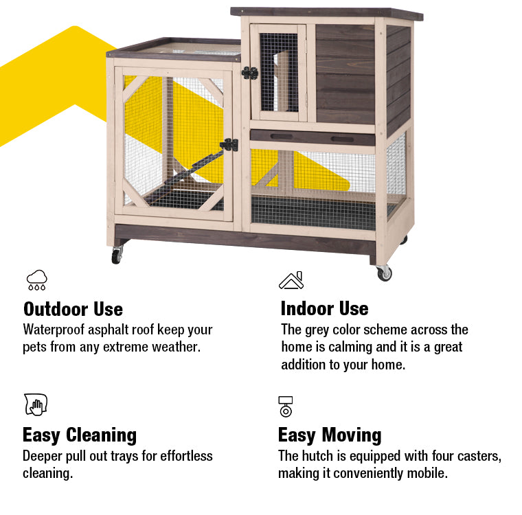 Aivituvin Large Indoor Rabbit Hutch with Pull out Tray