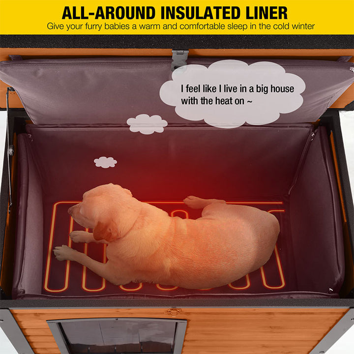 Outdoor Heated Dog House with 12V Low-Voltage Heated Pad & Timer Auto ...