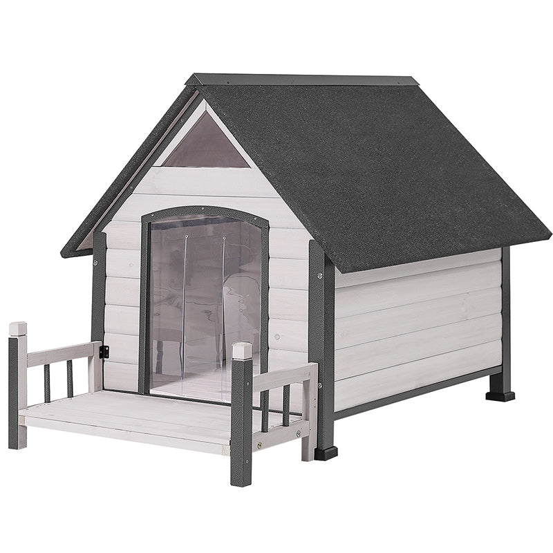 Aivituvin-AIR80 Outdoor Wooden Dog House with Porch|Strong Iron Frame