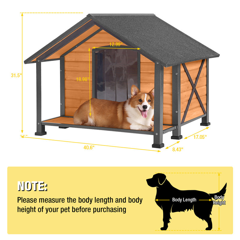 Deluxe Overhang Roof Dog House - Premium Outdoor Shelter for Dogs ...