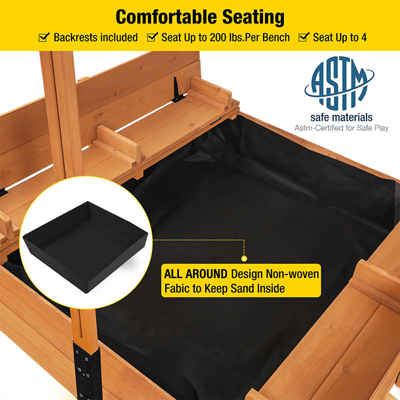 Aivituvin Children's Sandbox With Cover and Canopy