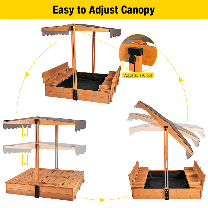Aivituvin Children's Sandbox With Cover and Canopy