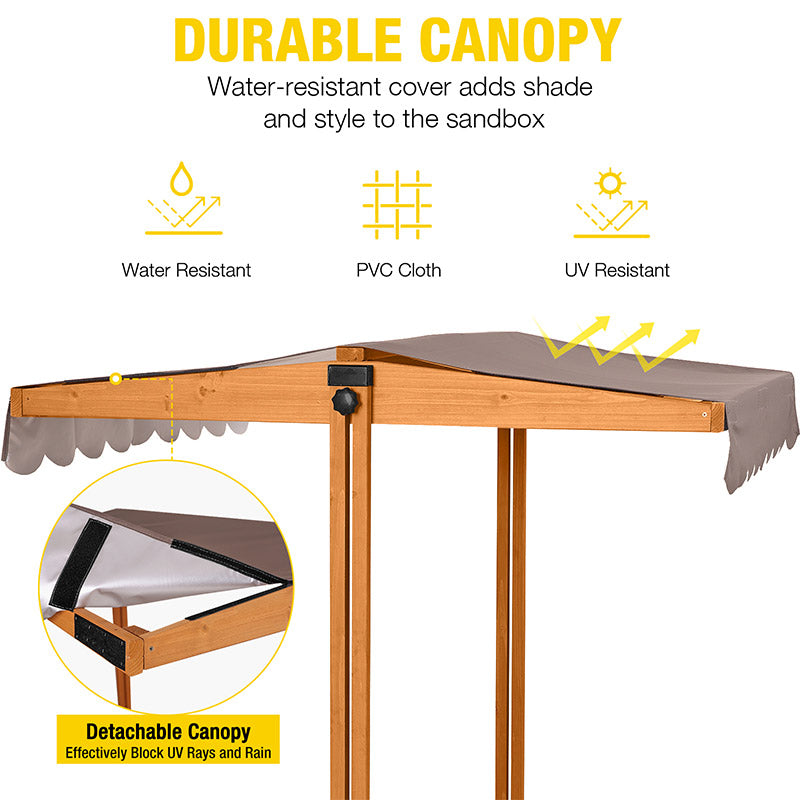 Aivituvin Children's Sandbox With Cover and Canopy