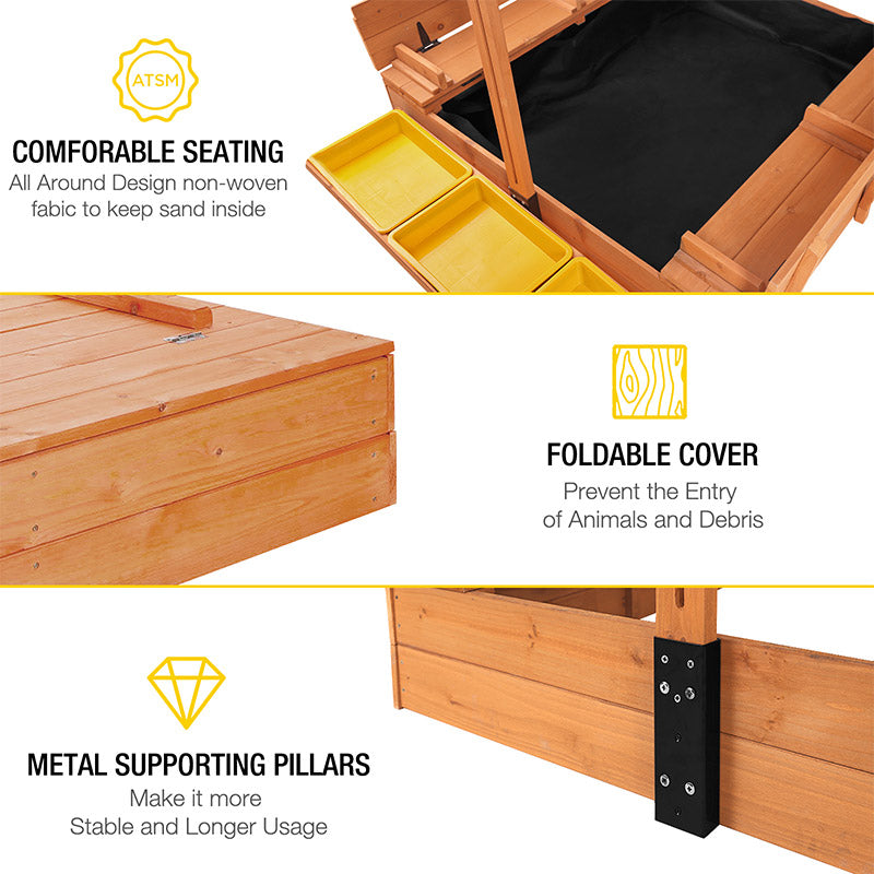 Aivituvin Children's Sandbox With Cover and Canopy