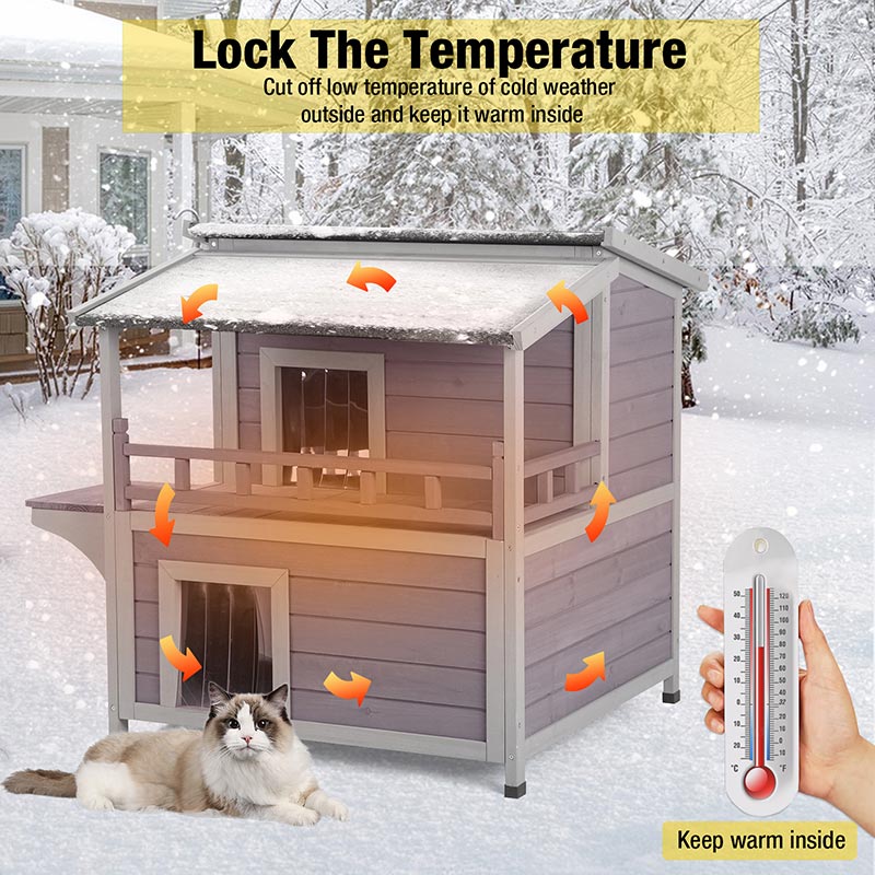 Clawsable Cat House Aivituvin Insulated - 2 Story Weatherproof Shelter ...