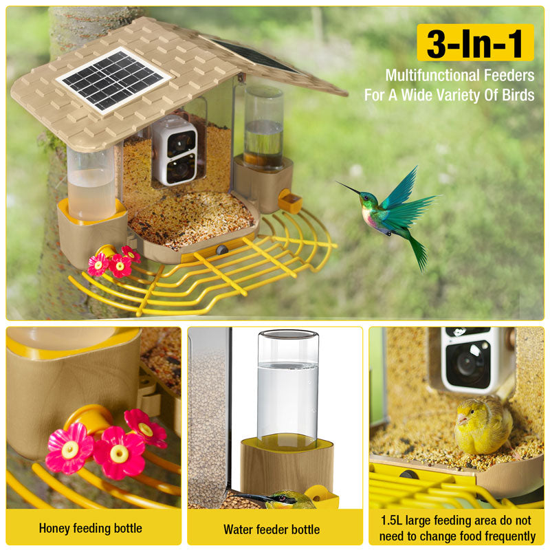 Smart Bird Feeder with Camera - 1080P HD, AI Bird Identification, Solar ...