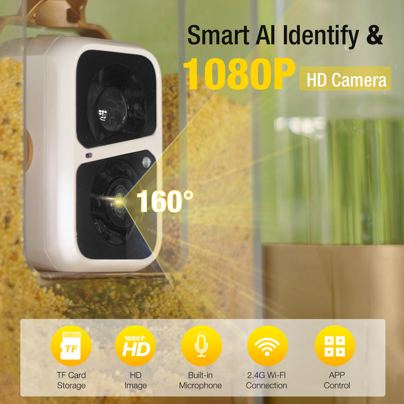 Smart Bird Feeder with Camera - 1080P HD, AI Bird Identification, Solar ...