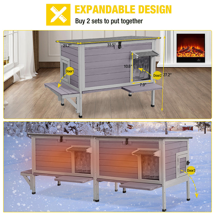 Premium Wooden Cat House for Feral and Stray Cats - Insulated, Warm ...