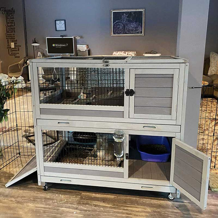 Indoor-Outdoor Rabbit Hutch | Bunny Hutch -Aivituvin