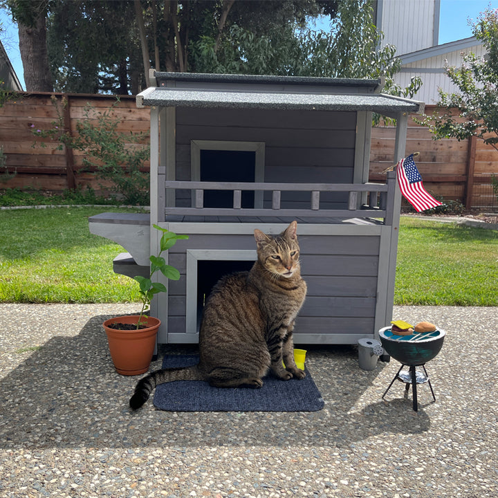Aivituvin Wooden Outdoor And Indoor Cat House